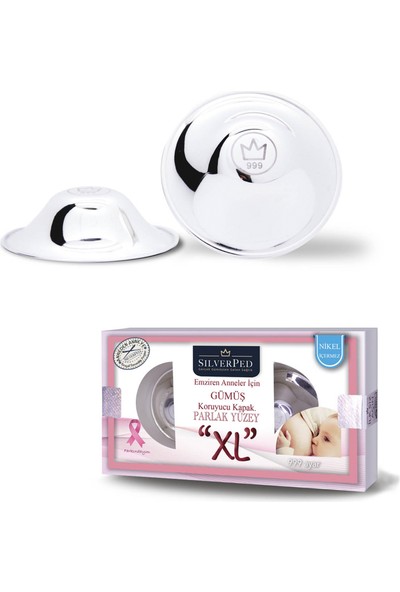 Silverped® XL 999 Ayar Gümüş Göğüs Ucu Koruyucu Kapakları Pembe Renk Kutu
