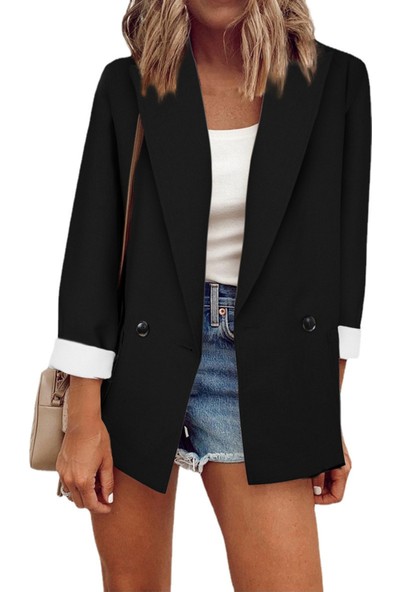 Farfi Kadınlar Için Siyah Renk Blazer Ceket (Yurt Dışından) Farfi Kadınlar Için Siyah Renk Blazer Ceket (Yurt Dışından)