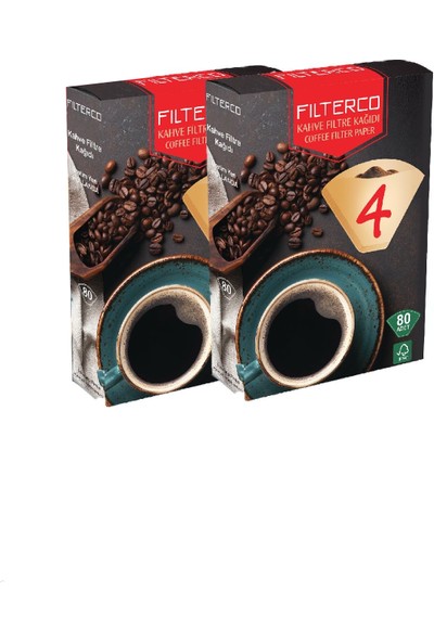 Filterco Kahve Filtre Kağıdı 1x4 80'li 2 Paket 160'LI