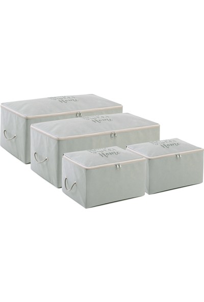 Ocean Home 4'lü Gri Renk Baskılı Hurç Set