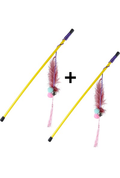 X-Perk Zilli Kedi Oynatma Oltası 2'li Set Mor ve Sarı Renk