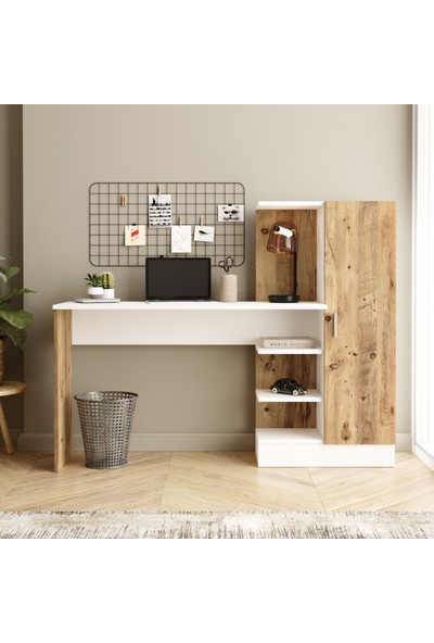 Robin Home Çocuk Genç Kitaplıklı Çalışma Masası Çam Beyaz Robin Home Çocuk Genç Kitaplıklı Çalışma Masası Çam Beyaz