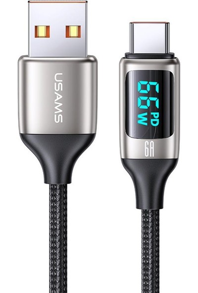Usams US-SJ544 Dijital Göstergeli,çipli,örgülü,1.2m Pd 66W USB To Type-C Hızlı Şarj ve Data Kablosu Usams US-SJ544 Dijital Göstergeli,çipli,örgülü,1.2m Pd 66W USB To Type-C Hızlı Şarj ve Data Kablosu