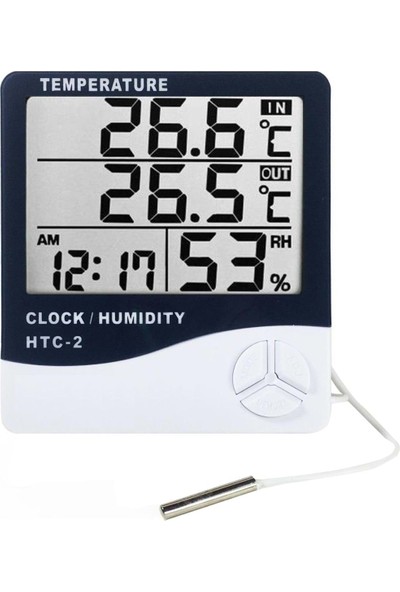 HTC Htc-2 Problu Iç / Dış Ortam Termometresi , Nem Ölçer ve Saat