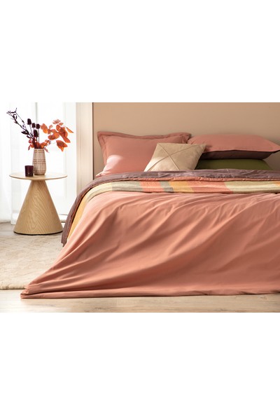 English Home Modest Kolay Ütülenir Çift Kişilik Nevresim Takımı 200X220 cm Gül Kurusu – Kakao