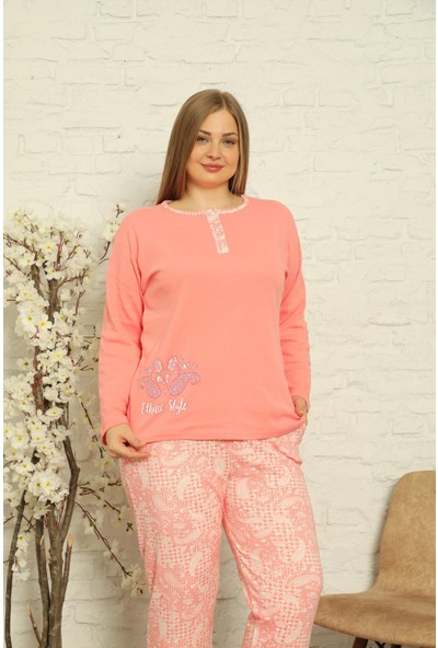 AKASYA Kadın Battal Beden Uzun Kollu ve Cepli Düğmeli Kışlık Pijama Takımı 01971 AKASYA Kadın Battal Beden Uzun Kollu ve Cepli Düğmeli Kışlık Pijama Takımı 01971