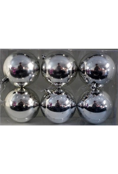Parti Adresi Yılbaşı Topu Gümüş 10 cm 6'lı Parti Adresi Yılbaşı Topu Gümüş 10 cm 6'lı
