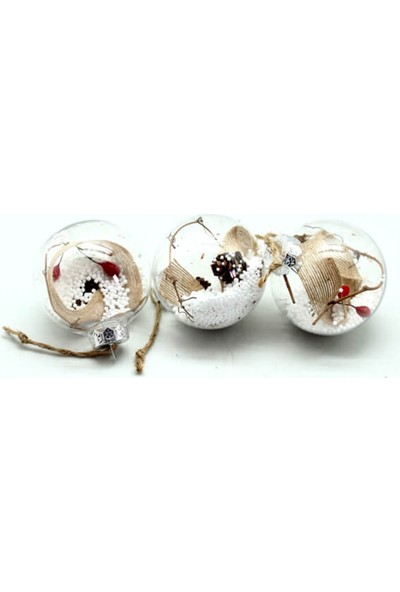 Parti Adresi Yılbaşı Süslü Şeffaf Top 8cm
