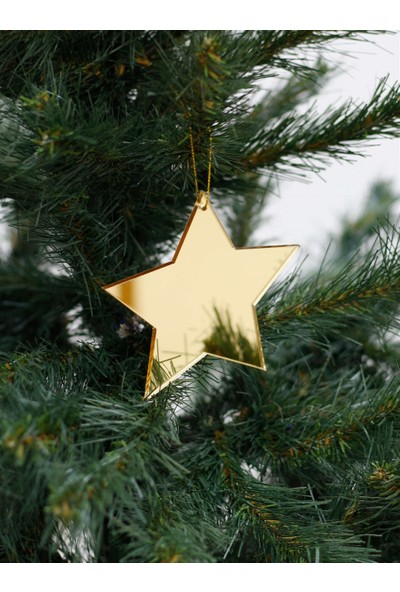 Parti Adresi Yılbaşı Ağaç Süsü Pleksi Yıldız 10CM Altın
