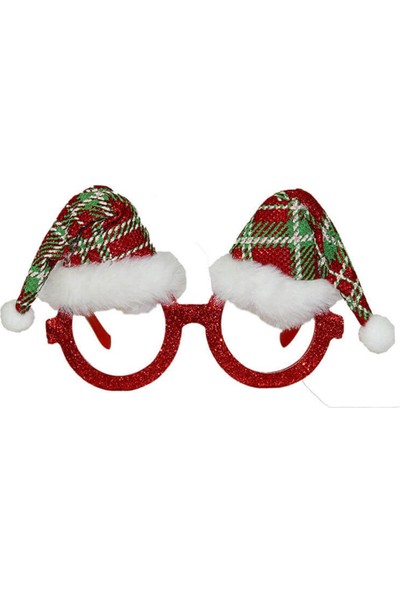 Parti Adresi Yılbaşı Gözlük Şapkalı Ponponlu Kırmızı