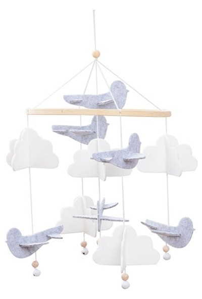 Süper Market Super Market Keçeden Yapılmış Kuşlu Gri Beşik Dönencesi (Yurt Dışından)