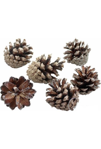 Parti Adresi Yılbaşı Ağaç Süsü Kozalak Naturel 6'li