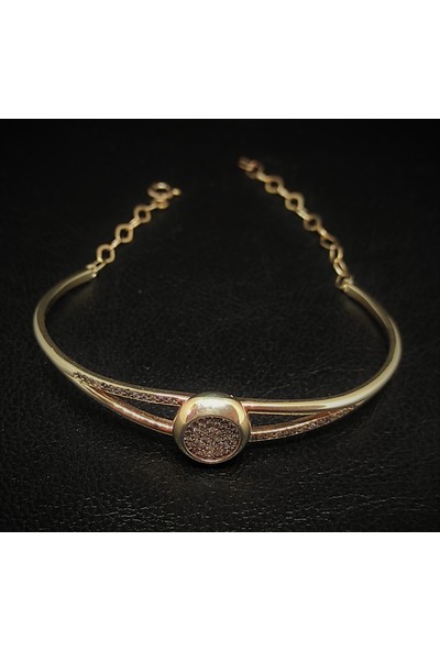 Orhan Güneş Gümüş Üzeri Taşlı Gümüş Bilezik Altın Kaplama