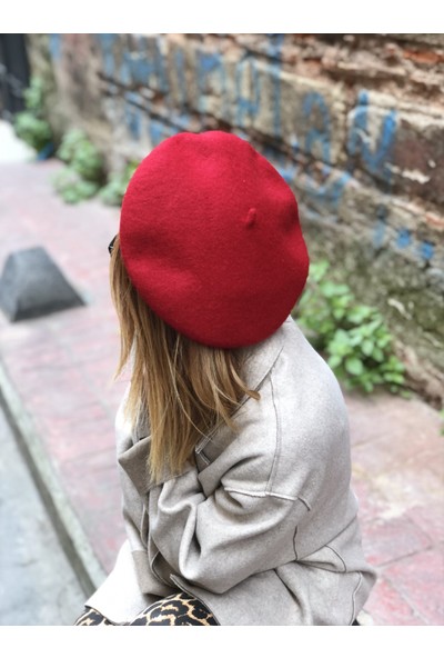 Kırmızı Fransız Beresi Kadın Şapka Bere