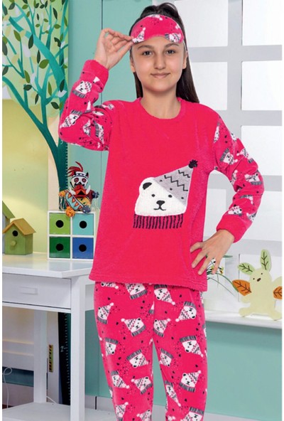 Tampap Kız Çocuk Peluş Baskılı Polar Pijama Takımı Tampap 3042