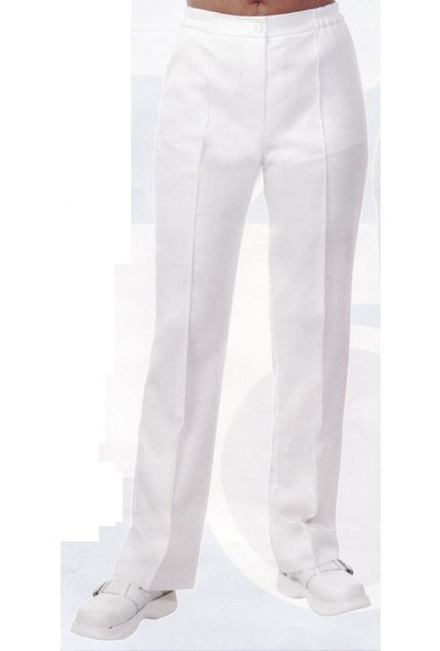 Üças İş Giyim Kadın Pantolon Beyaz Boru Paça