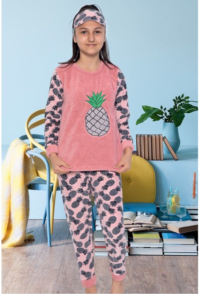 Tampap Kız Çocuk Peluş Baskılı Polar Pijama Takımı Tampap