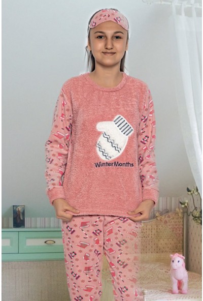 Tampap Kız Çocuk Peluş Baskılı Polar Pijama Takımı Tampap