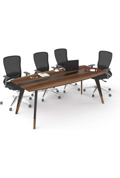 Uzay Ofis Royal Toplantı Masası - Barok - Siyah - 220 cm