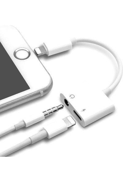 Hiqonic 2in1 Lightning Şarj+Aux Kulaklık Dönüştürücü Apple Iphone 7 8 x Pro Max 11 12 13 Ses ve Şarz Kablosu
