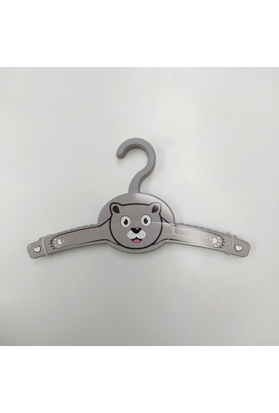 Petty Panda Kids 4 Adet Ayı Baskılı Gri Bebek ve Çocuk Plastik Elbise Askısı