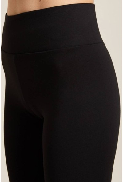 Lamirella Siyah Yüksek Bel Toparlayıcı Çelik Örme Kalın Kışlık Tayt