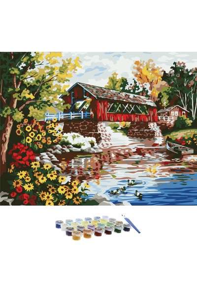Peak Hobby Göl Evi 2 Çerçevesiz Sayılarla Boyama Seti 40 x 50 cm