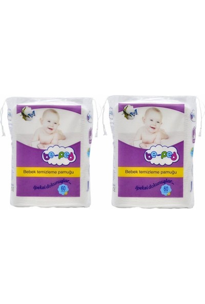 Be-Ped Bebek Temizleme Pedi - Pamuğu 60'lı Paket x 2 Adet Be-Ped Bebek Temizleme Pedi - Pamuğu 60'lı Paket x 2 Adet