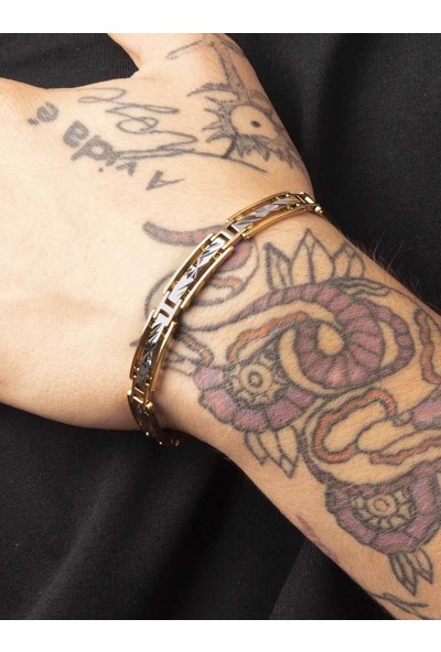 T-Shirt35 Işlemeli Sade Paslanmaz Çelik Bileklik