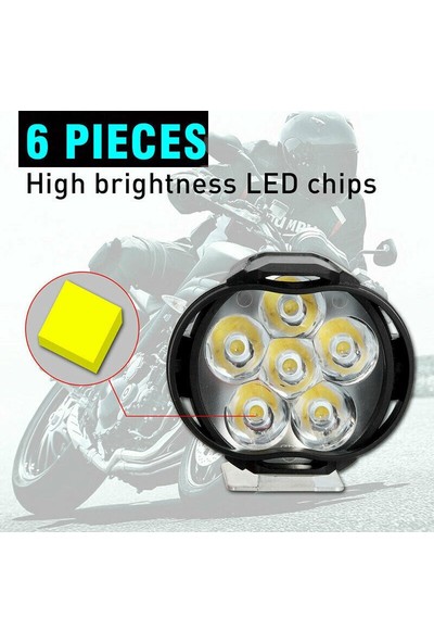 Strade Store 2 Adet Dc 9V-85 V 6 LED Motosiklet Far Meclisi Motosiklet Araba Atv Için