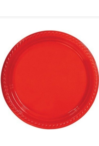 Dipak Kırmızı Renk Plastik Tabak 25 Adet