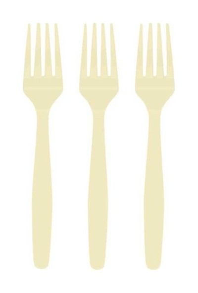 Dipak Krem Renk Plastik Çatal 25 Adet