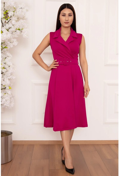 Kalopya Kruvaze Yaka Kolsuz Midi Elbise 2508 Kalopya Kruvaze Yaka Kolsuz Midi Elbise 2508