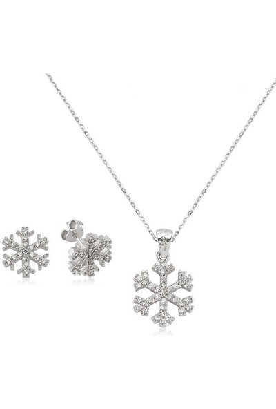 Silver Gümüş Kar Tanesi Bayan Set