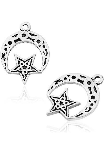 Silver Gümüş Işlemeli Ay Yıldız Tesbih Püskülü