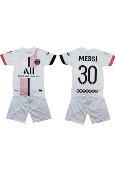 Paris Saint Germain Messi Beyaz Çocuk Forması Şort Hediyeli