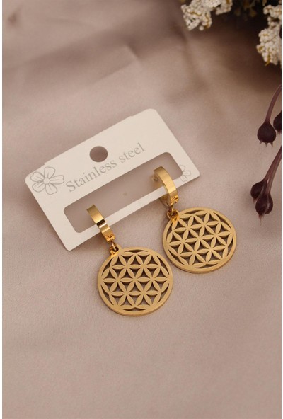 UGL Aksesuar Çelik Gold Yaşam Çiçeği Küpe