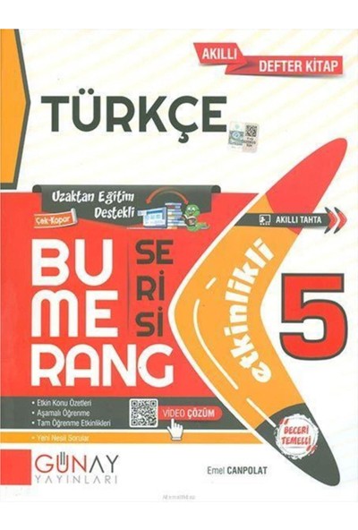 Günay Yayınları 5. Sınıf Bumerang Serisi Etkinlikli Türkçe Akıllı Defter Kitap Günay Yayınları 5. Sınıf Bumerang Serisi Etkinlikli Türkçe Akıllı Defter Kitap