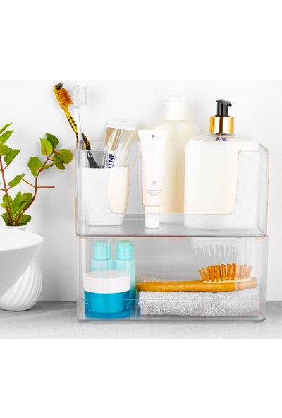 Ferhome Banyo Düzenleyici Makyaj Organizeri 2’li Set Kat Kat Dekoratif Saklama Kutusu Ferhome Banyo Düzenleyici Makyaj Organizeri 2’li Set Kat Kat Dekoratif Saklama Kutusu