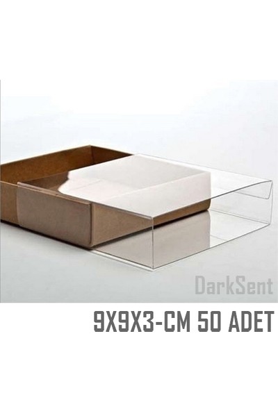 Darksent 9X9X3 cm Kraft Asetat Kapaklı Kutu - 50 Adet