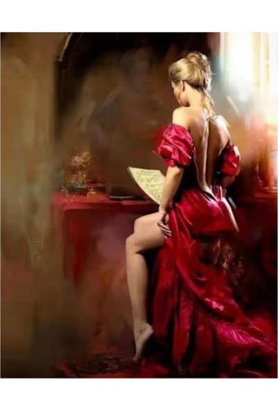 Anl Company Canvas Kırmızı Rüya Sayılarla Boyama Seti Kasnaklı 90 x 110 cm