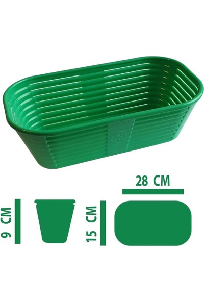 Kumsal Mutfak Oval Yeşil Plastik Ekmek Mayalama Sepeti 28X15X9 cm