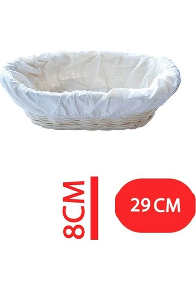 Kumsal Mutfak Oval Bambu Bezli Ekmek Mayalama Sepeti 29X19X8 cm