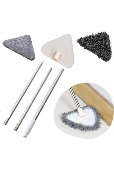 5dm ® Teleskopik Saplı 150 cm Üçgen Mop Cam Duvar Tavan Fayans Parke Temizleyici Mop