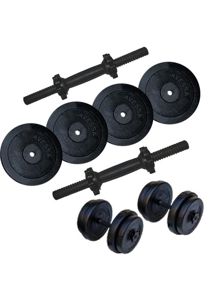 Avessa 20 kg Siyah Dambıl Set Demir Dambıl Setler