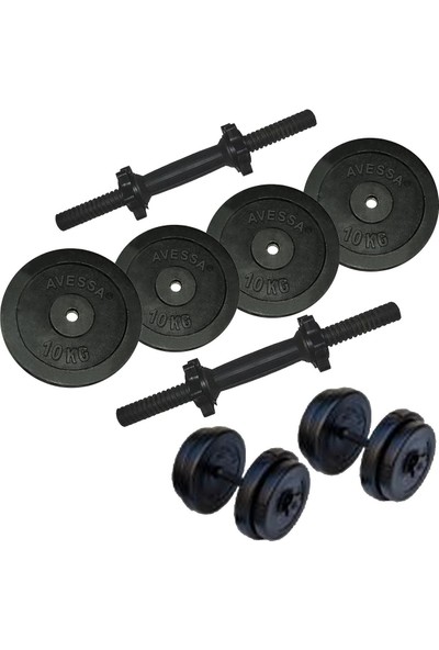 Avessa 40 kg Siyah Dambıl Set Demir Dambıl Setler