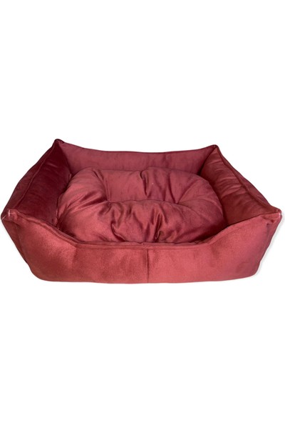 Atabey Plus Kalite Geniş Silinebilir Kedi Köpek Yatağı Kırmızı Renk 60X50X17 cm Yıkama Garantili
