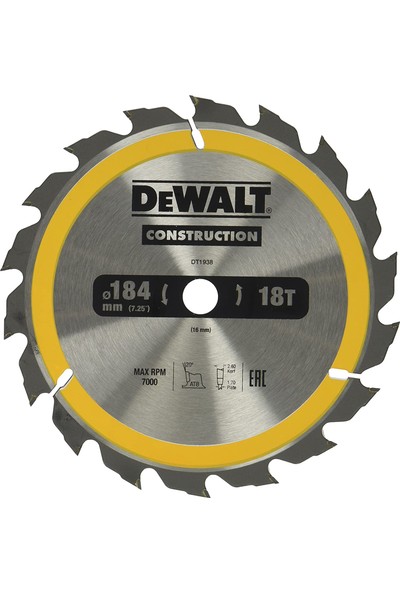 Dewalt DT1938 Elmas Daire Testere 184X18