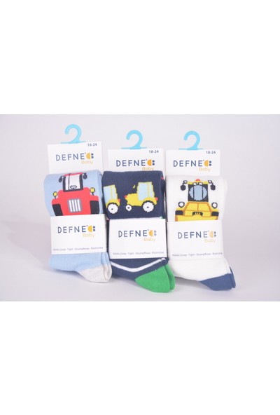 Defnee Baby 3 Lü Baskılı Erkek Bebek Kilotlu Çorap EKLT-012