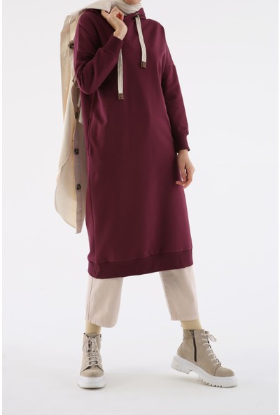 ALLDAY Kuşgözlü Kapüşonlu Cepli Sweat Tunik ALLDAY Kuşgözlü Kapüşonlu Cepli Sweat Tunik